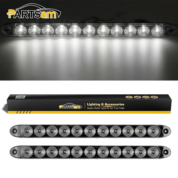 Partsam 2Pcs 15 Inch White Led Trailer Reverse Backup Light Bars