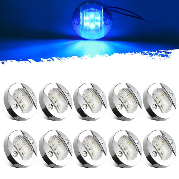 Partsam 10Pcs 3" LED Round Stern Transom Anchor Lights