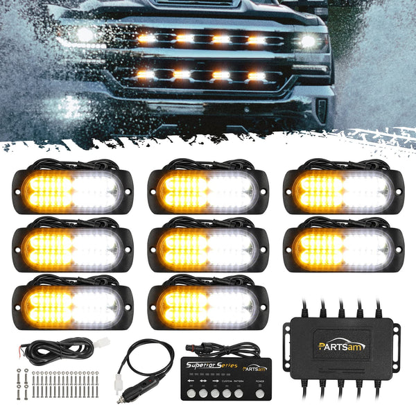 Partsam Ultra Slim LED Oval Emergency Strobe Lights