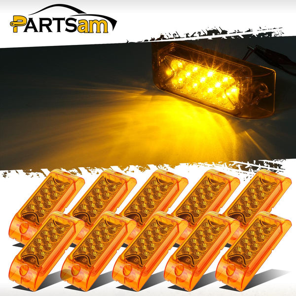 Partsam Amber Lens 2" x 6" rectangular 13 diode LED marker light w/ref